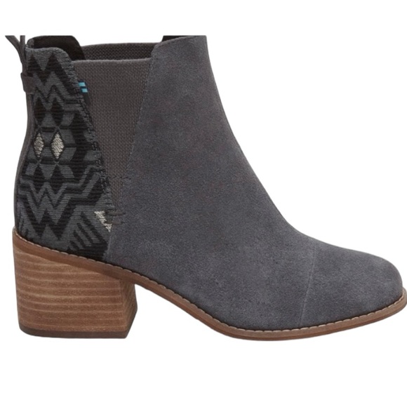 Toms | Shoes | Toms Esme Iron Grey Suede Jacquard Boots Boho ...